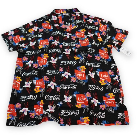 Coca Cola | Shirts | Coca Cola Hawaiian Shirt Mens Extra Large Black ...